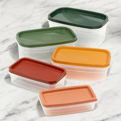 URBNCHEF 22cm Length 5 Pcs Rectangle Plastic Food Storage Containers ...