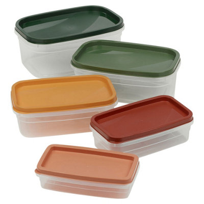 URBNCHEF 22cm Length 5 Pcs Rectangle Plastic Food Storage Containers ...
