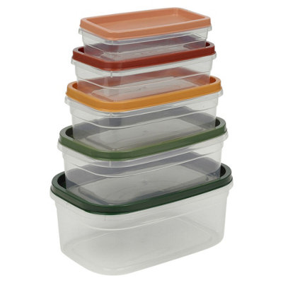 URBNCHEF 22cm Length 5 Pcs Rectangle Plastic Food Storage Containers ...