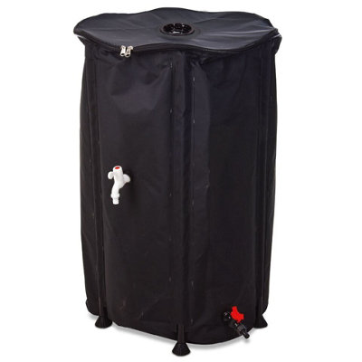 URBNGARDEN 250L Black Collapsible Rain Water Barrel Catcher Container ...