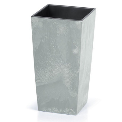 URBNGARDEN 55cm Height Square Tall Concrete Effect Flower Plant Pot ...