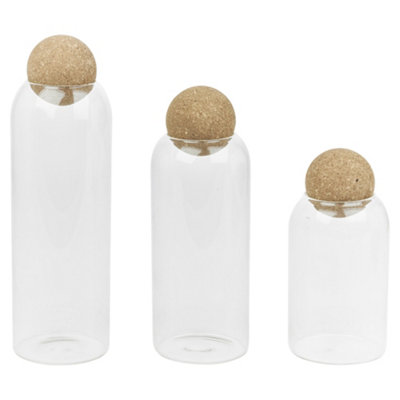 URBNLIVING 1.3L Kitchen Storage Glass Jars with Cork Ball Lid Airtight