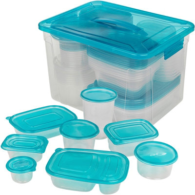 URBNLIVING 100 Pcs Reusable Plastic Food Storage Boxes Containers with Lid