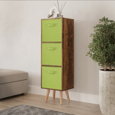 URBNLIVING 100cm Height Rustic Brown 3-Tier 3-Drawer Green Cube ...