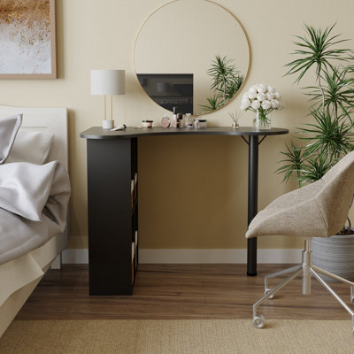 URBNLIVING 100cm Length Black Wooden Computer Corner Desk Bookcase ...