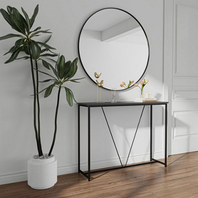 URBNLIVING 100cm Width Black Wooden Console Table Living Room Slim Display Shelf Hallway Entryway Furniture