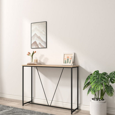 URBNLIVING 100cm Width Oak Wooden Console Table Living Room Slim Display Shelf Hallway Entryway Furniture