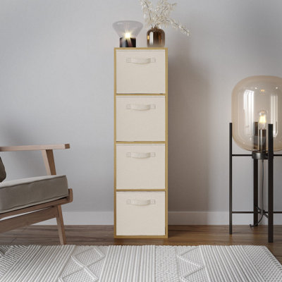 URBNLIVING 106cm Height 4 Tiers Beech Wooden Shelves Cubes Storage ...