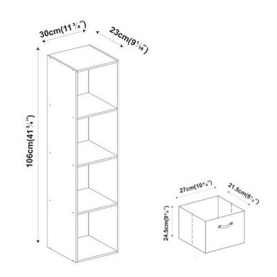 URBNLIVING 106cm Height 4 Tiers Beech Wooden Shelves Cubes Storage ...