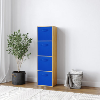 URBNLIVING 106cm Height 4 Tiers Beech Wooden Shelves Cubes Storage ...