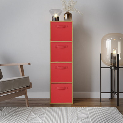 URBNLIVING 106cm Height 4 Tiers Beech Wooden Shelves Cubes Storage ...