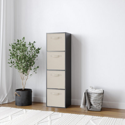 URBNLIVING 106cm Height 4 Tiers Black Wooden Shelves Cubes Storage ...