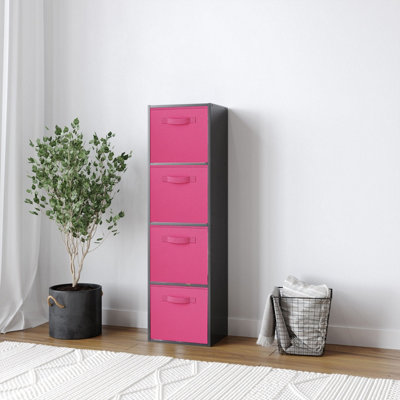 URBNLIVING 106cm Height 4 Tiers Black Wooden Shelves Cubes Storage ...