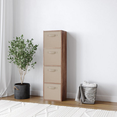 URBNLIVING 106cm Height 4 Tiers Teak Wooden Shelves Cubes Storage Units ...