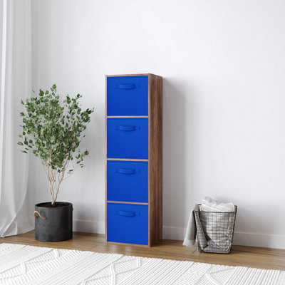 URBNLIVING 106cm Height 4 Tiers Teak Wooden Shelves Cubes Storage Units ...