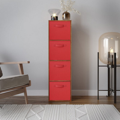 URBNLIVING 106cm Height 4 Tiers Teak Wooden Shelves Cubes Storage Units ...