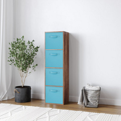 URBNLIVING 106cm Height 4 Tiers Teak Wooden Shelves Cubes Storage Units ...