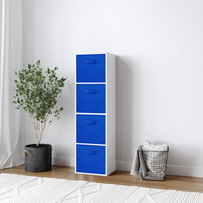 URBNLIVING 106cm Height 4 Tiers White Wooden Shelves Cubes Storage ...