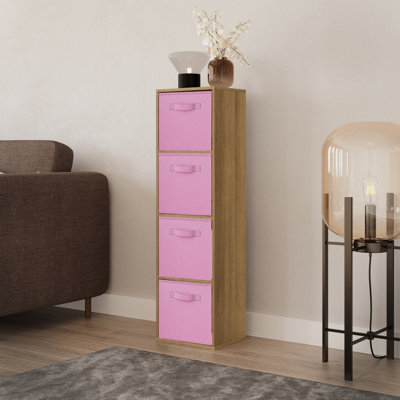URBNLIVING 106cm Height Distressed Wood 4-Tier Cube Shelving Unit with ...