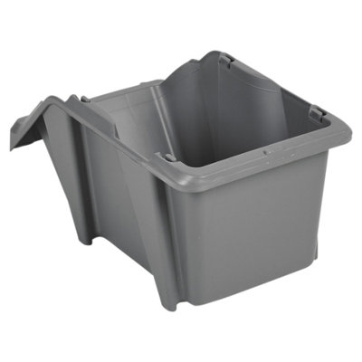 URBNLIVING 10cm Height G-15 Grey Plastic Wall Mounted Stacking Storage ...