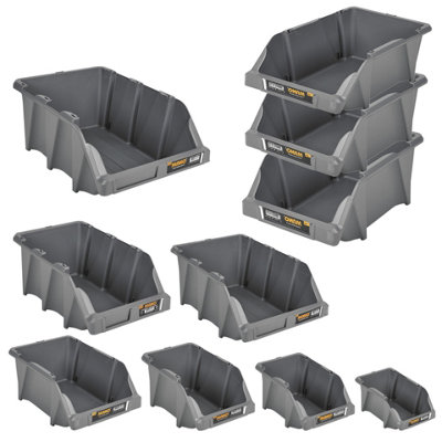 URBNLIVING 10cm Height G-15 Grey Plastic Wall Mounted Stacking Storage ...