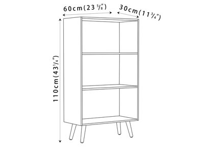 URBNLIVING 110cm Height 3 Tier Rustic Brown Bookcase Storage Cabinet ...