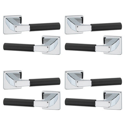 Buy URBNLIVING 115mm Length 8 Pcs Rio Metal Chrome & Black Lever Latch ...