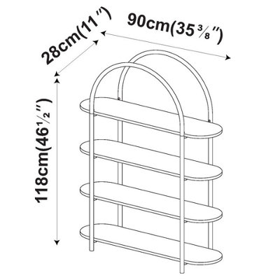 URBNLIVING 118cm Height 4 Tier Grey Wooden Shelving Arched Unit Storage ...