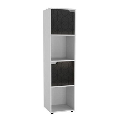 URBNLIVING 119cm Height 4 Cubes White Wooden Bookcase Display Shelf ...