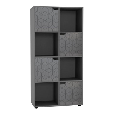 URBNLIVING 119cm Height 8 Cubes Grey Wooden Bookcase Display Shelf ...