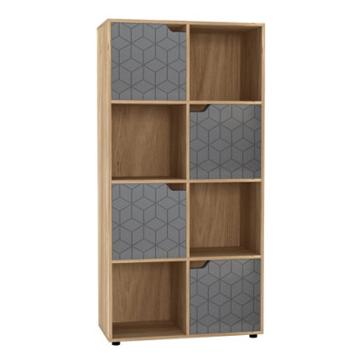 URBNLIVING 119cm Height 8 Cubes Oak Wooden Bookcase Display Shelf ...
