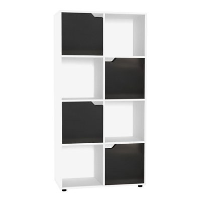 URBNLIVING 119cm Height 8 Cubes White Wooden Bookcase Shelving Display ...
