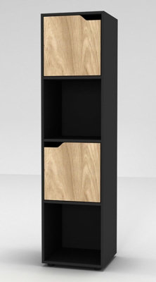 URBNLIVING 119cm Height Black 4 Cube Bookcase Shelving Display Shelf ...