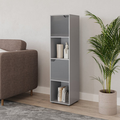 URBNLIVING 119cm Height Grey 4 Cube Bookcase Shelving Display Shelf ...