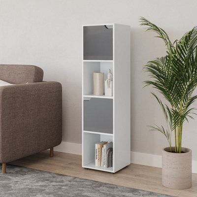 URBNLIVING 119cm Height White 4 Cube Bookcase Shelving Display Shelf ...