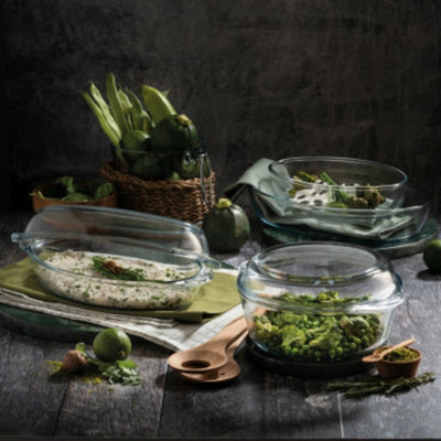 URBNLIVING 11cm Height Glass Round Large Casserole Dish Pot