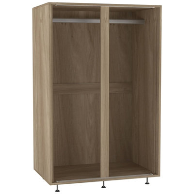 URBNLIVING 120cm Height Oak Carcass with 2 Oak Sliding Doors Wardrobe ...
