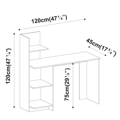 URBNLIVING 120cm Height Rustic Brown & black Computer Desk Workstation ...