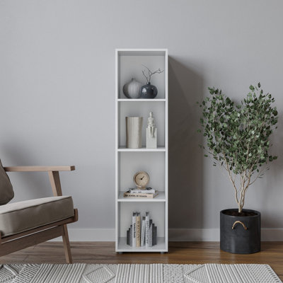 URBNLIVING 120cm Height White 4-Cube Shelving Unit - Tall