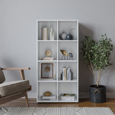 URBNLIVING 120cm Height White 8 Cube Shelving Unit Tall
