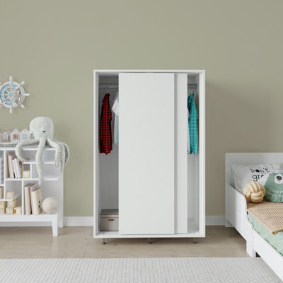 URBNLIVING 120CM HEIGHT WHITE CARCASS WITH 2 WHITE SLIDING DOORS ...