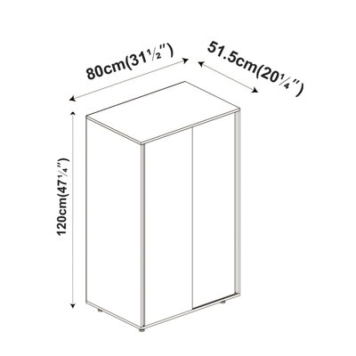 URBNLIVING 120CM HEIGHT WHITE CARCASS WITH 2 WHITE SLIDING DOORS ...