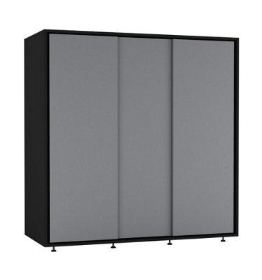 URBNLIVING 120cm Wide Black Carcass with 3 Sliding Grey Doors Children ...