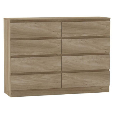 URBNLIVING 120cm Wide Oak Wooden Chest of 8 Drawers Bedroom Furniture ...