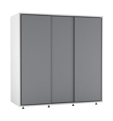 URBNLIVING 120cm Wide White Carcass with 3 Sliding Grey Doors Children ...
