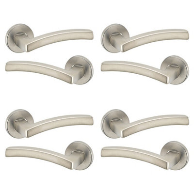 URBNLIVING 122MM LENGTH 8PCS HARCOURT METAL & SATIN NICKEL ROSE LEVER ...