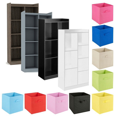 URBNLIVING 128cm Height Tall White Wooden 7 Cube Bookcase Shelving ...