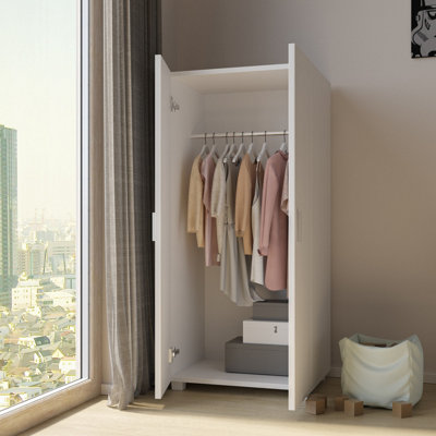 URBNLIVING 130cm Height Kids Bedroom Furniture White Wardrobe Storage