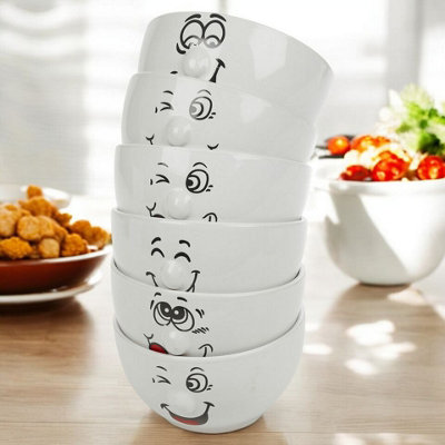 URBNLIVING 13cm Diameter 6 Pcs Smiley Face Kids Breakfast Cereal Bowls ...