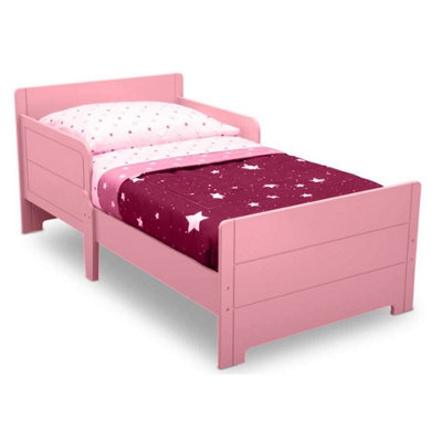 URBNLIVING 140cm Length Pink Classic Wooden Toddler Kids Bed Safety ...